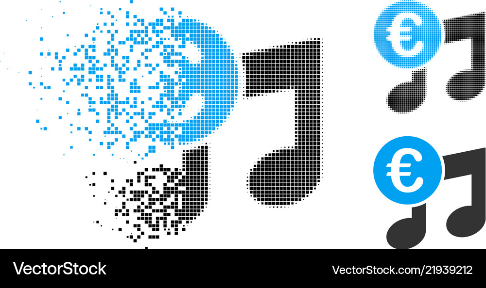 Moving dotted halftone euro music notes icon Vector Image