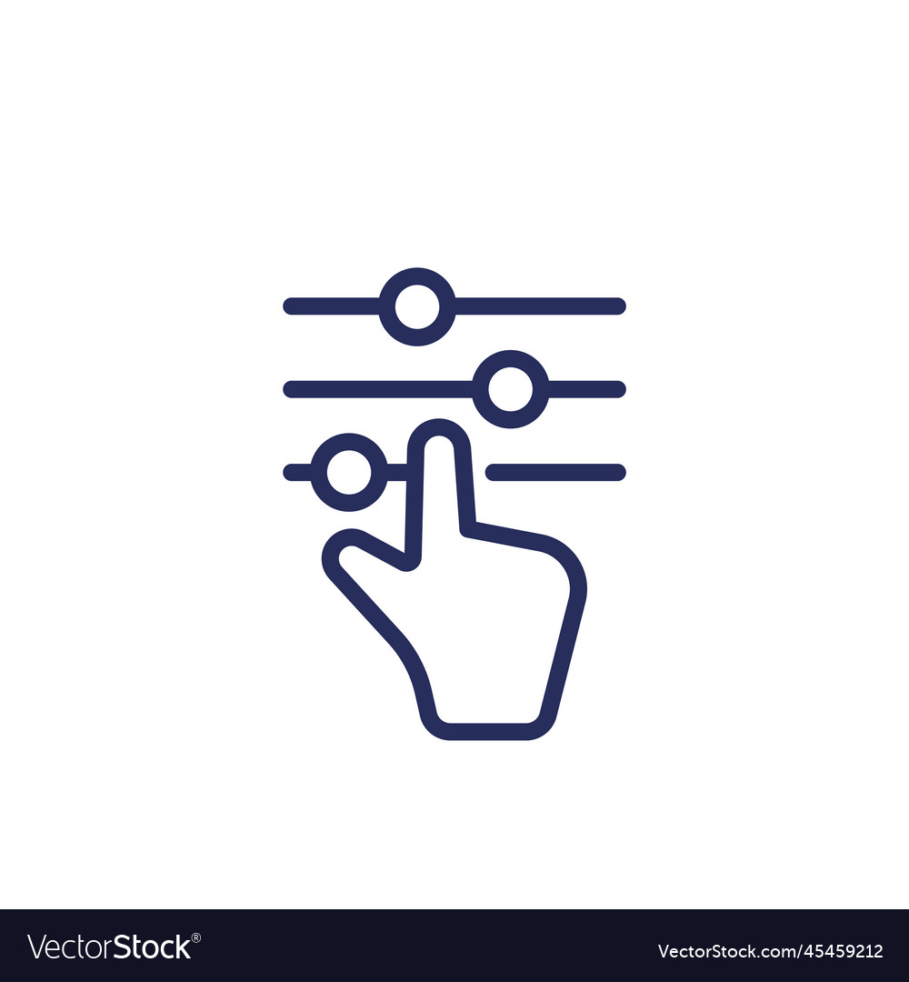 Settings or options line icon with a hand Vector Image Settings or options line icon with a hand Vector Image