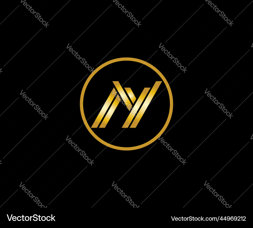 Simple gold n letter mark logo design template Vector Image