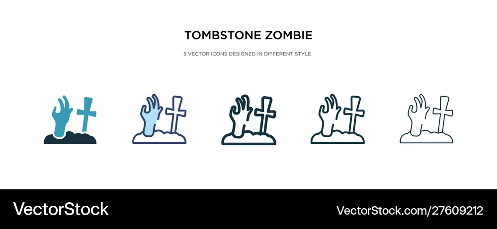 Tombstone zombie hand icon in different style Vector Image