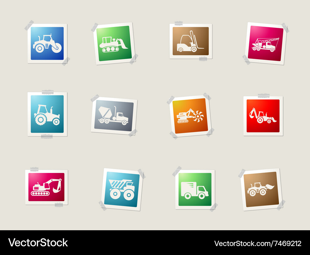 Transportation and construction machines icons Vector Image