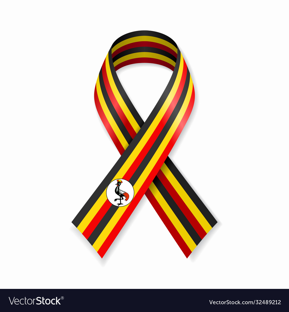 Ugandan flag stripe ribbon on white background Vector Image