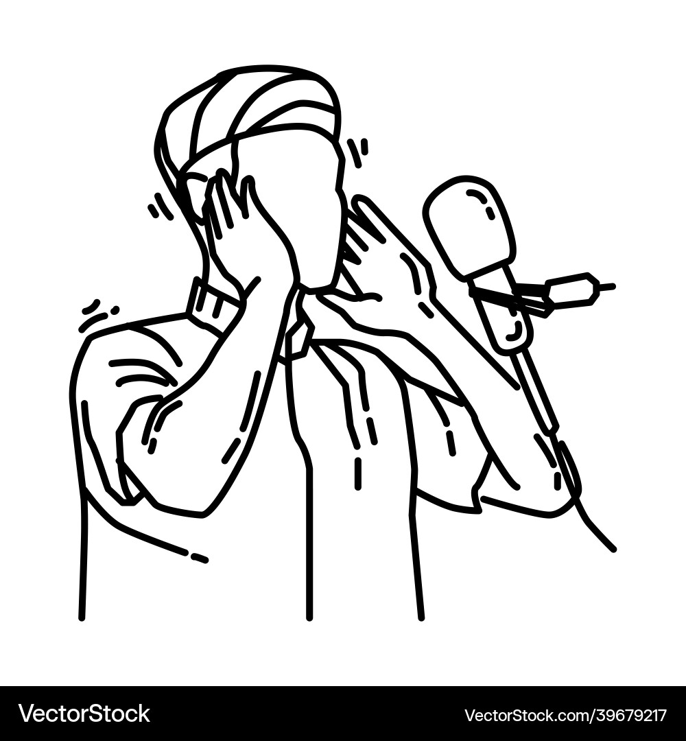 Adzan call icon doodle hand drawn or outline Vector Image