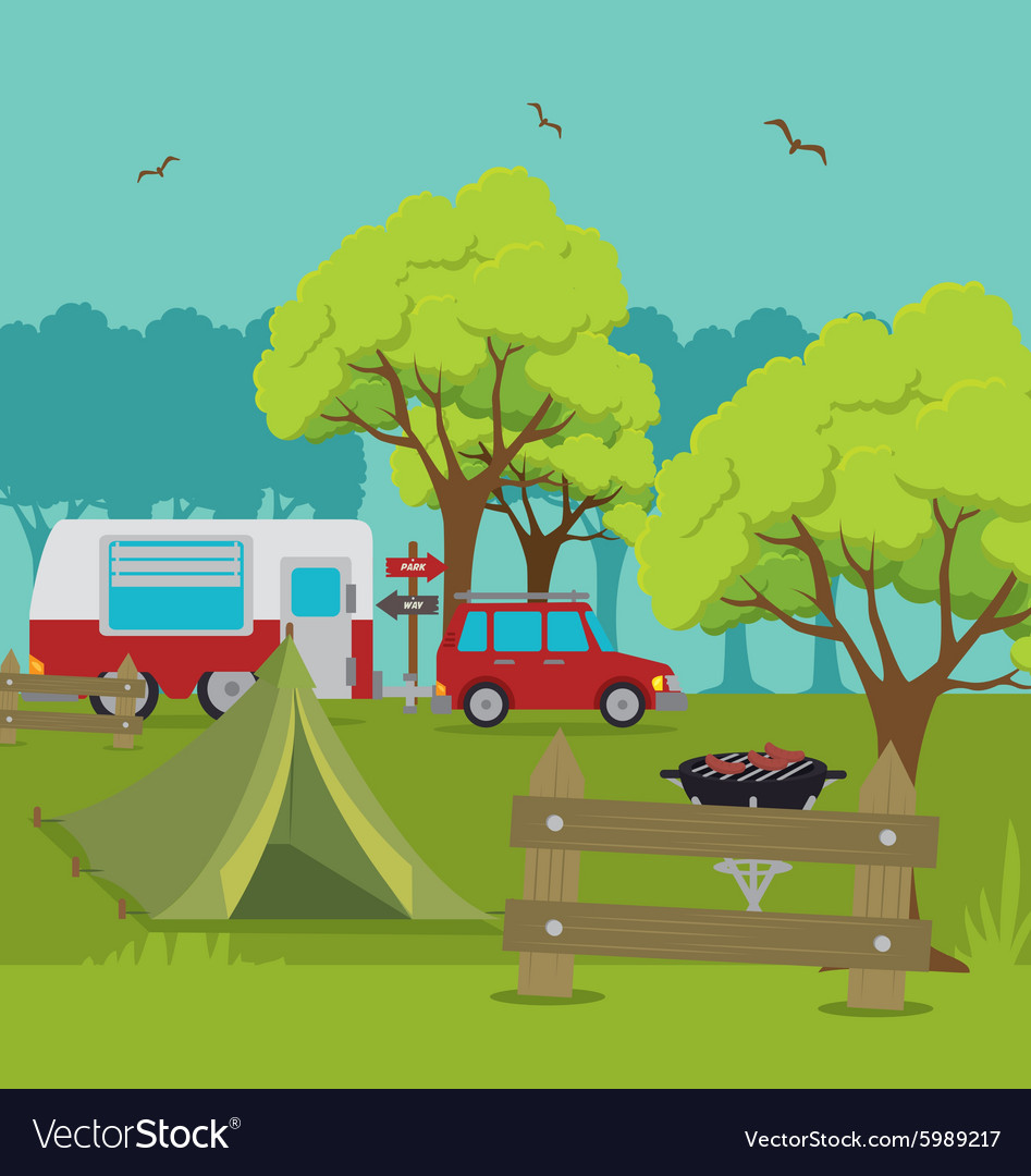 Camping vacation and travel Royalty Free Vector Image