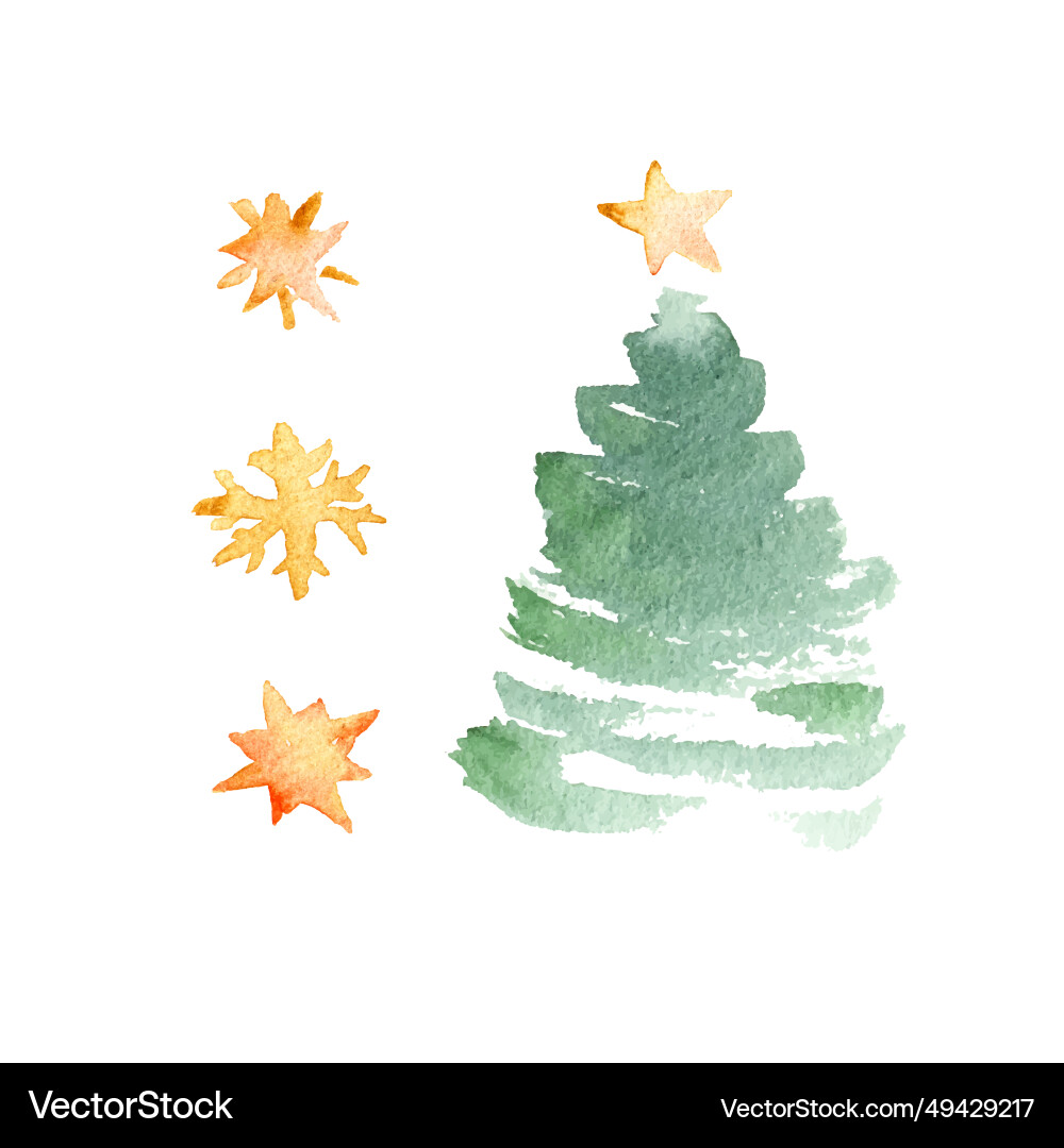 Christmas tree watercolor doodle 1 Royalty Free Vector Image