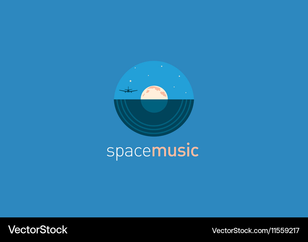Creative logo music disc and the moon Royalty Free Vector
