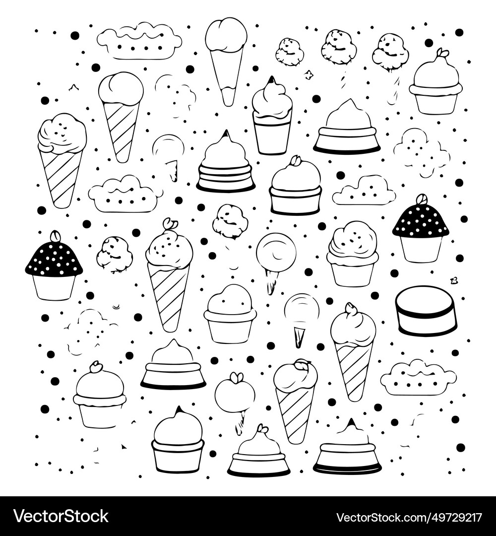 Doodle ice cream cake hand draw sketch Royalty Free Vector