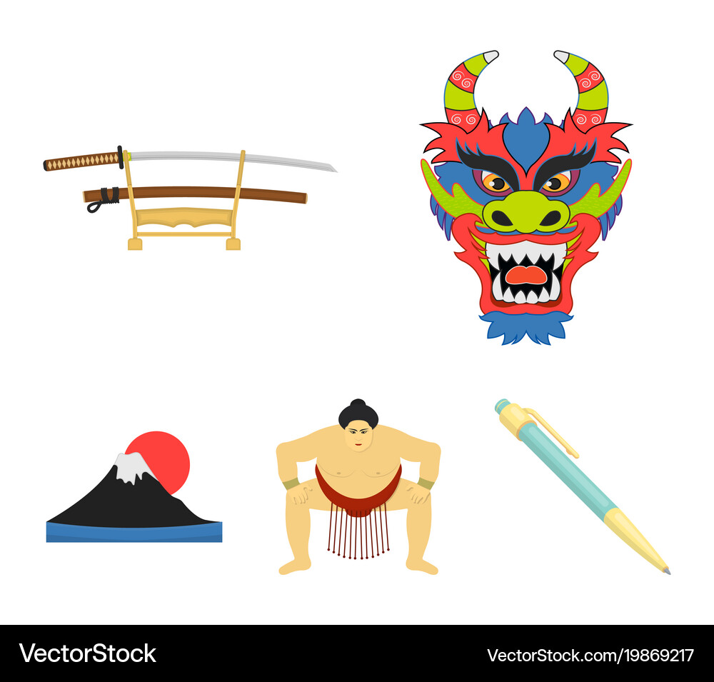 Dragon mask katano a man is sumo player Royalty Free Vector
