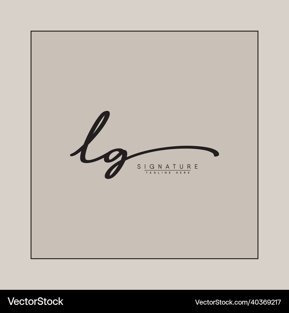Initial letter lg logo - hand drawn signature Vector Image