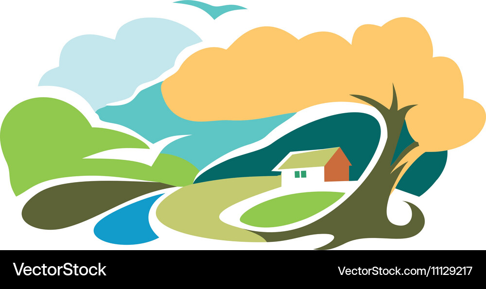 Isolated abstract colorful rural landscape Vector Image