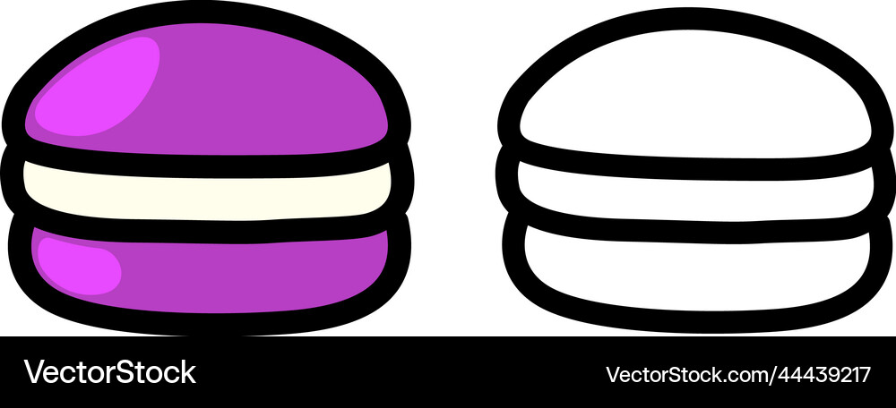 Isolated colorful and black white macaron Vector Image