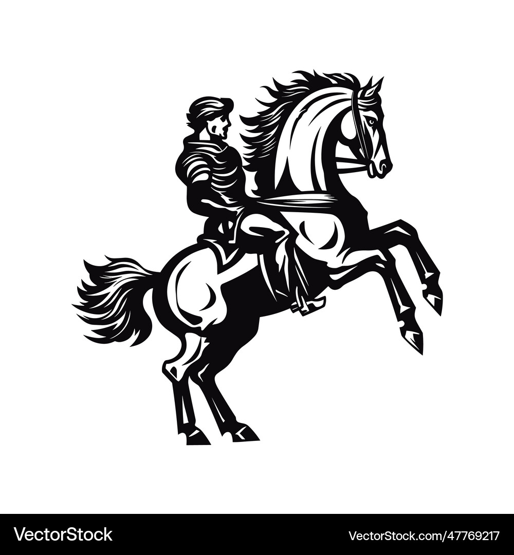 Man riding a horse silhouette Royalty Free Vector Image