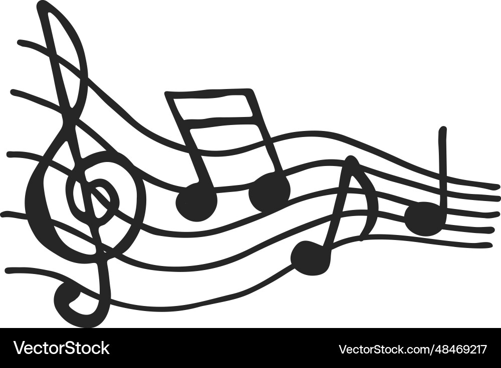 Music icon melody doodle note on stave symbol Vector Image