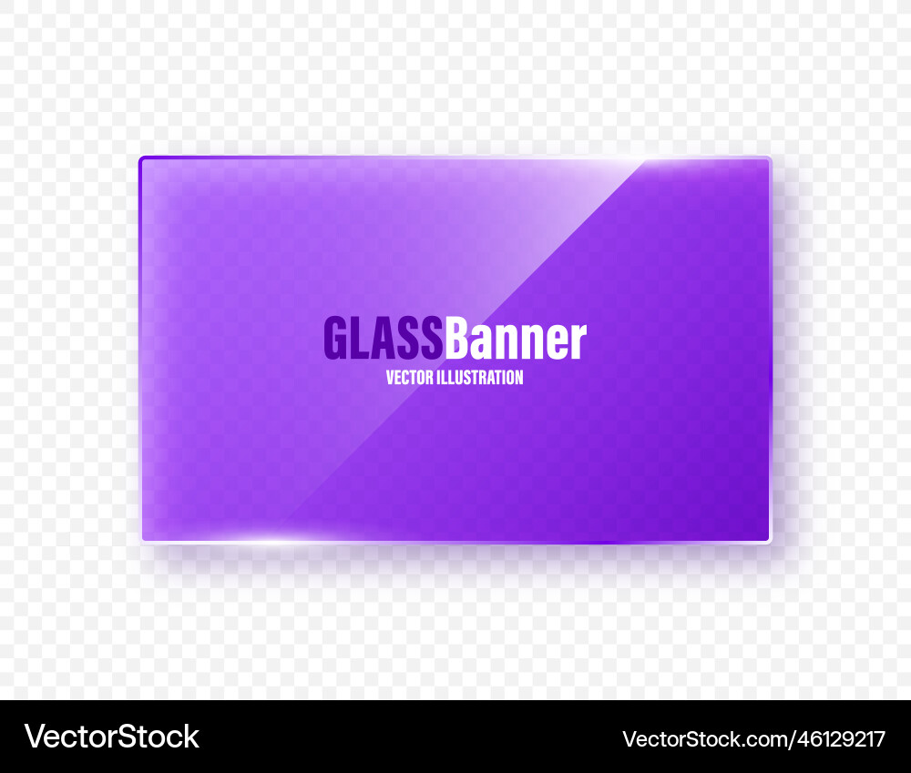 Realistic glass frame violet transparent glass Vector Image