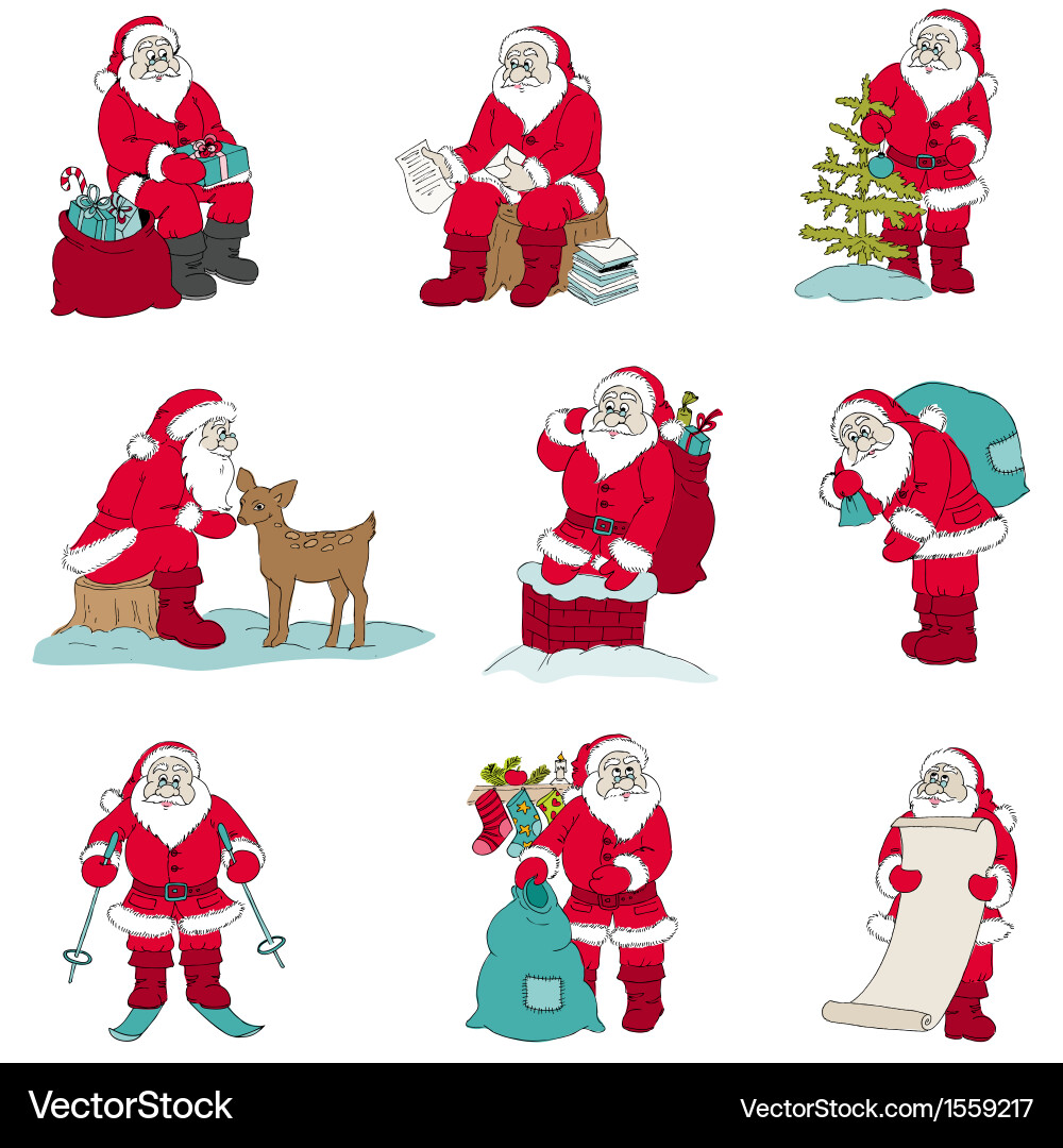 Santa Claus Christmas set Royalty Free Vector Image