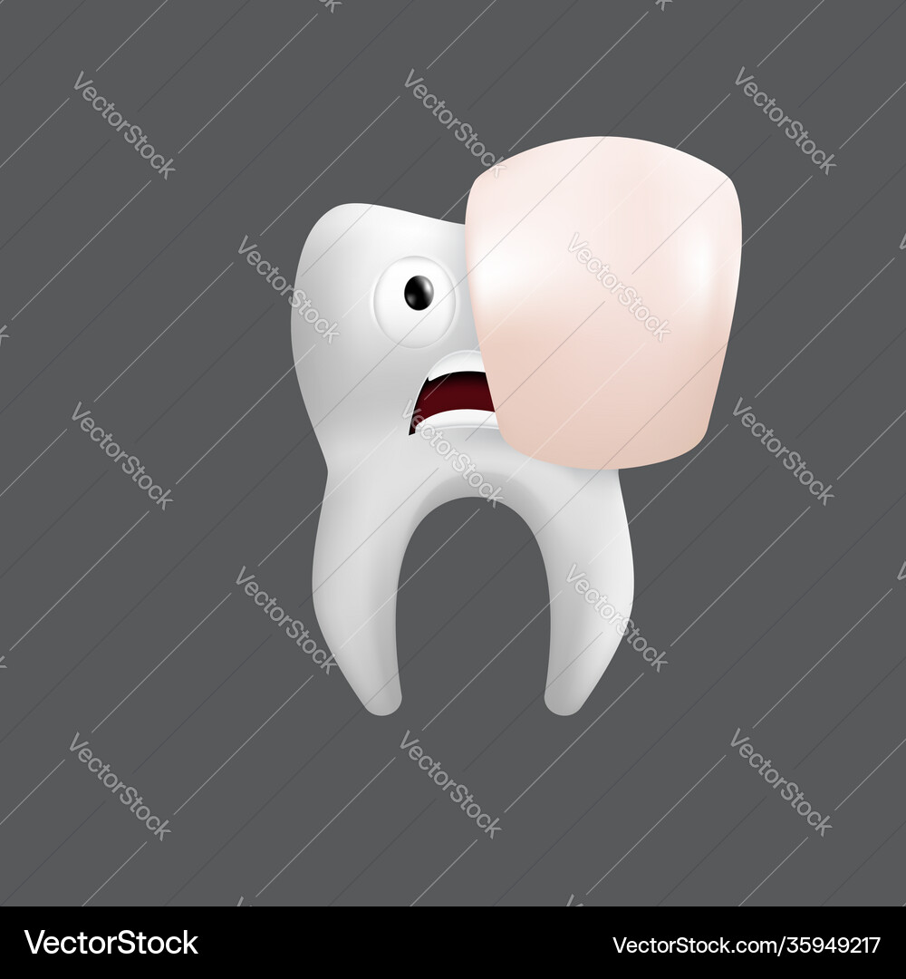 Scared tooth with a porcelain veneer cute Vector Image
