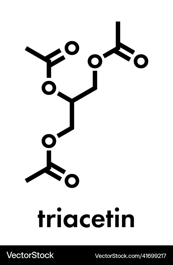 Triacetin glycerin triacetate molecule skeletal Vector Image