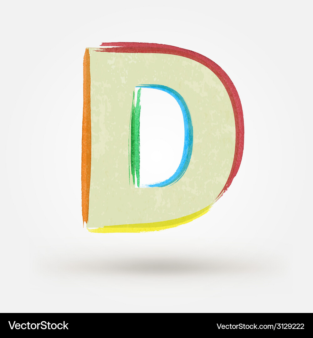 Alphabet letter d watercolor paint design element Vector Image