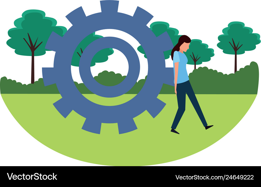 Big gear stopping cartoon Royalty Free Vector Image