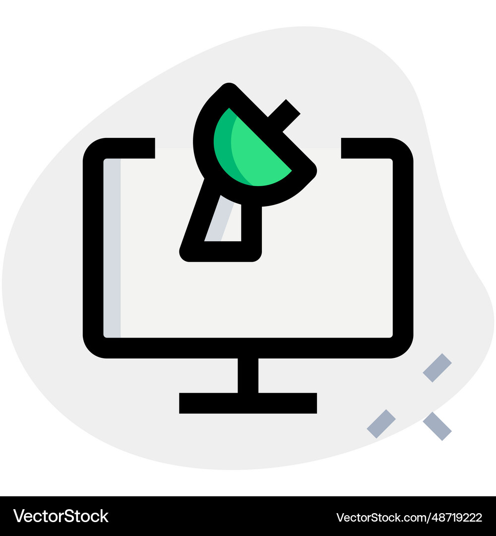 Computer connected to satellite television see Vector Image