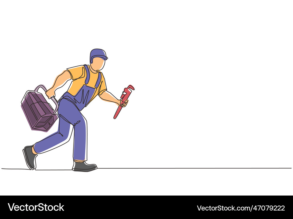 Continuous one line drawing mechanic repairman Vector Image