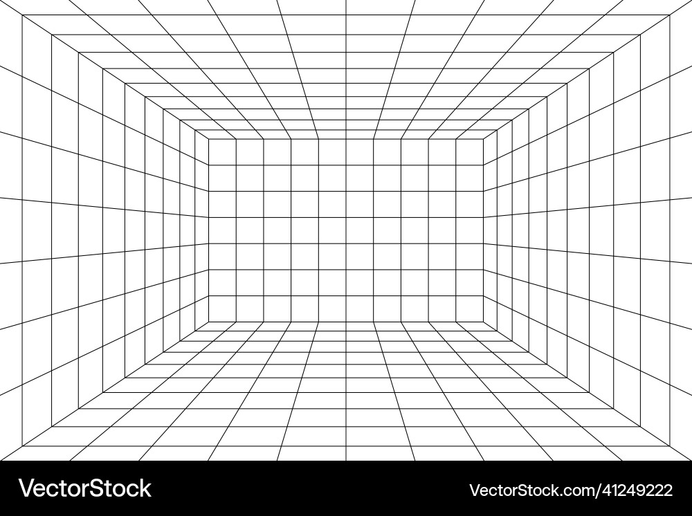 Digital grid of 3d room space with one point Vector Image