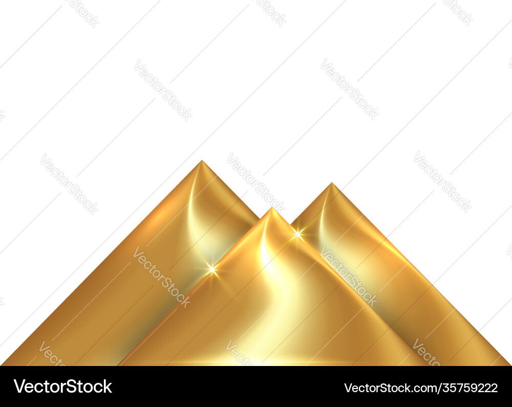 Golden pyramid isolated on white background Vector Image