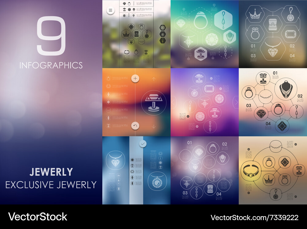 Jewelry infographic with unfocused background Vector Image