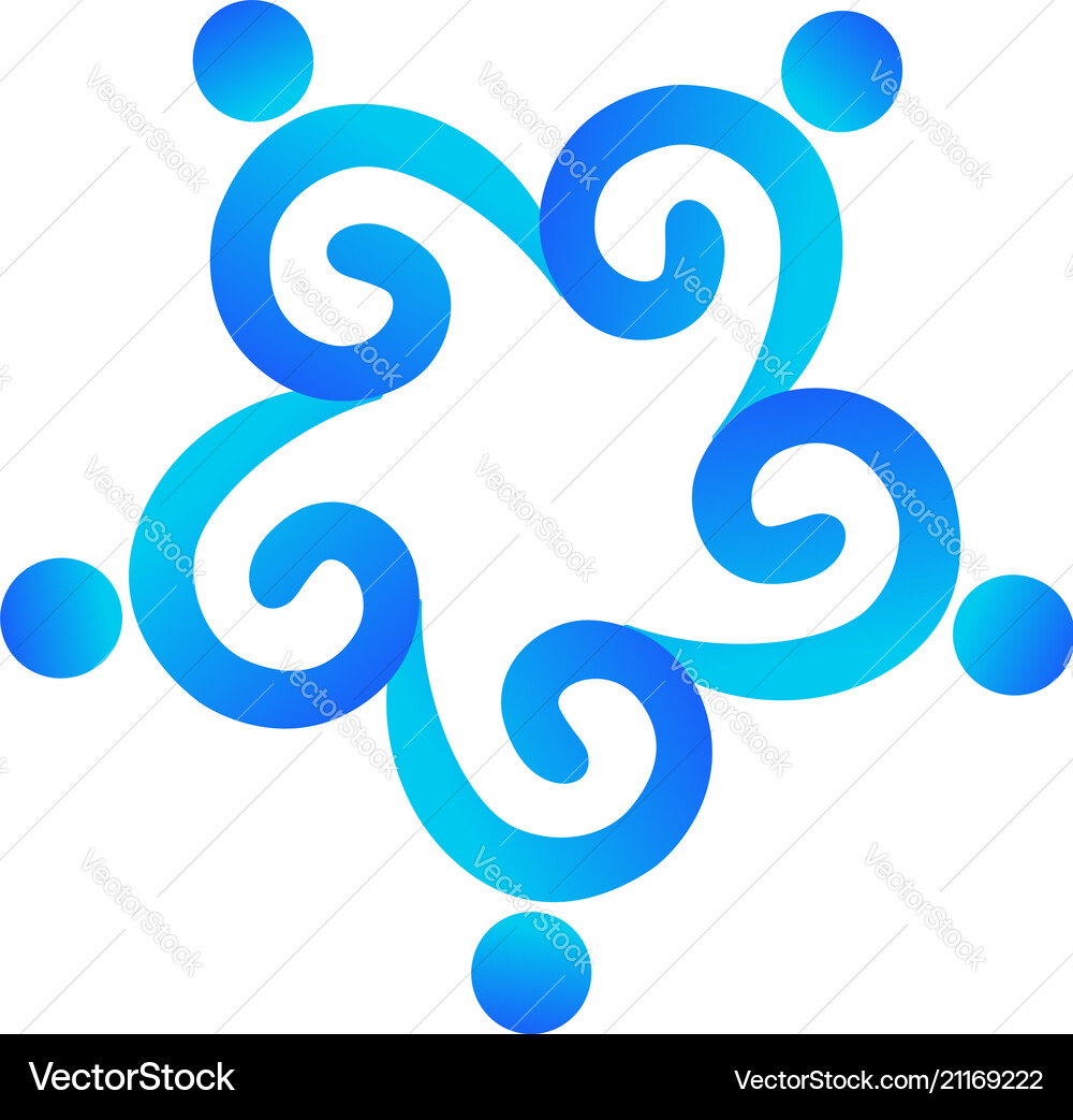 Logo teamwork wave swirly people holding hands Vector Image