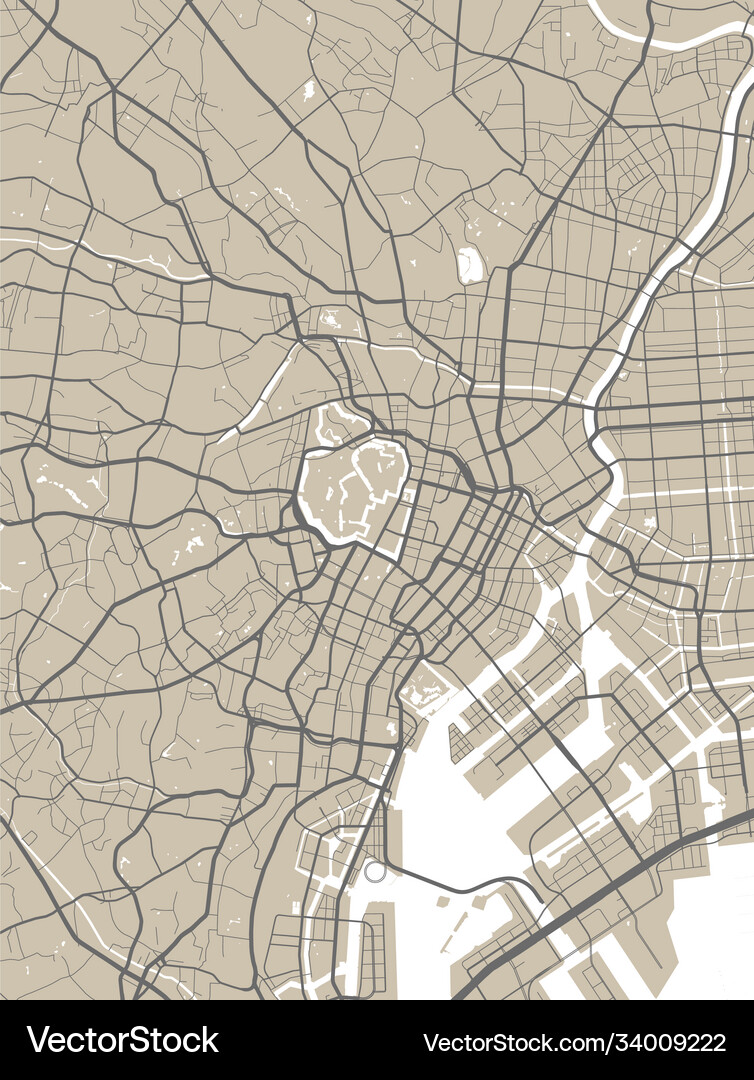 Map tokyo street art poster Royalty Free Vector Image