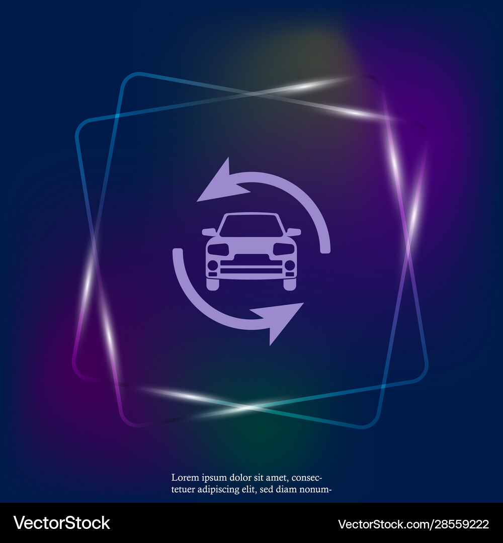 Neon light icon car trade change car Royalty Free Vector