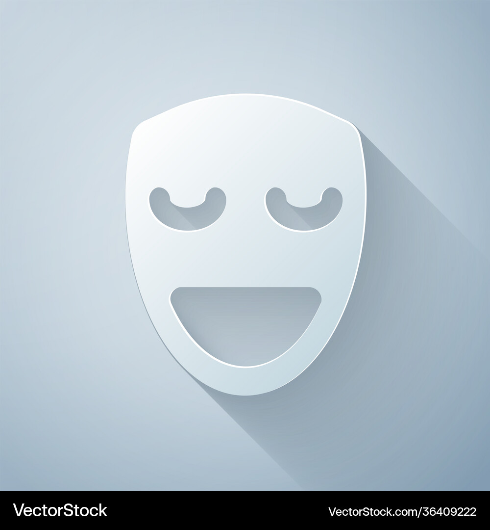 Paper cut comedy theatrical mask icon isolated Vector Image