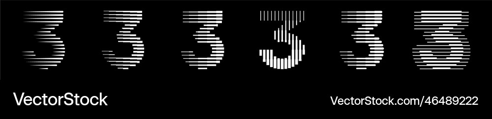 Set numbers three 3 logo lines abstract modern art