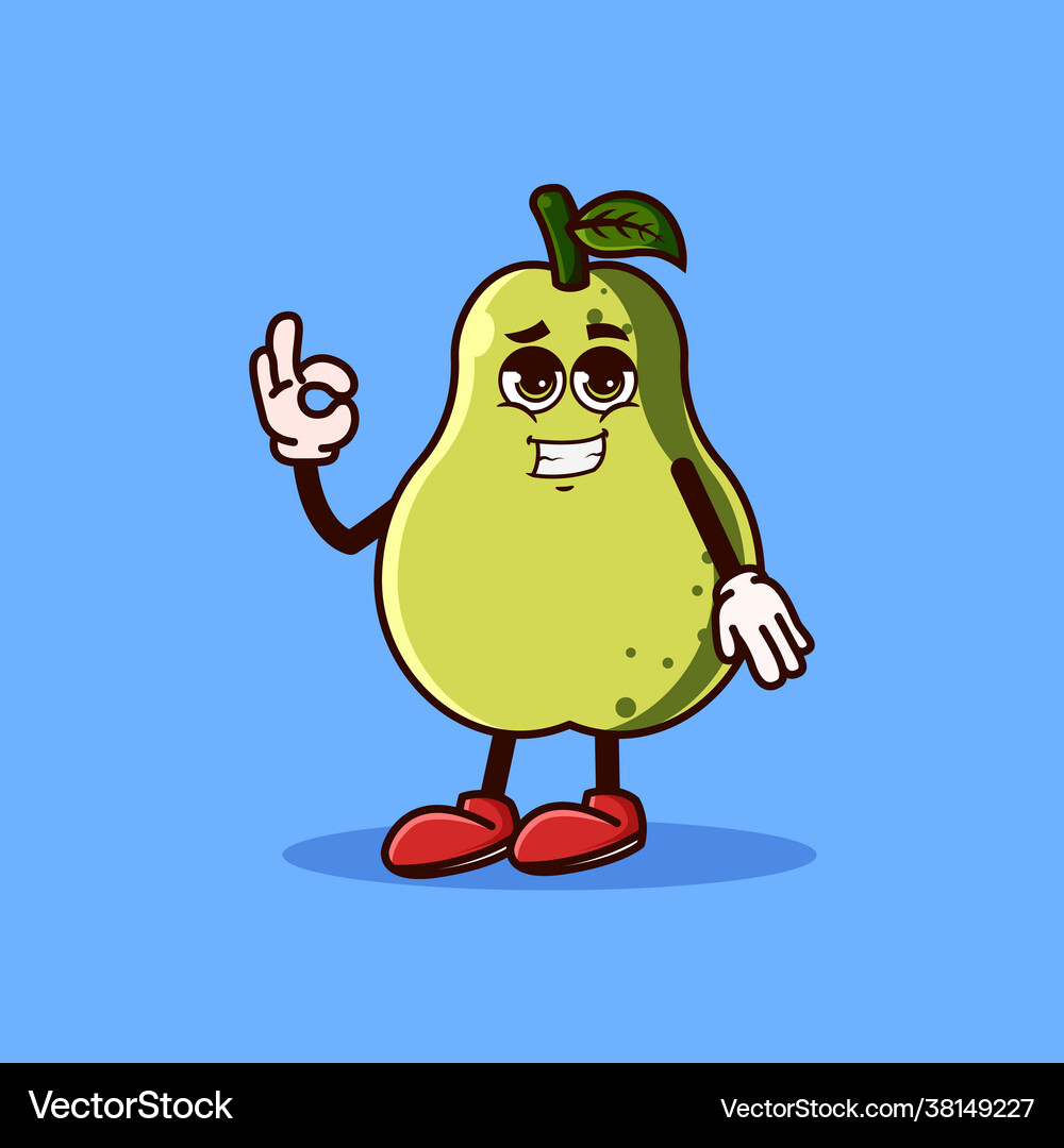 Cute guava fruit character with cool emoji Vector Image