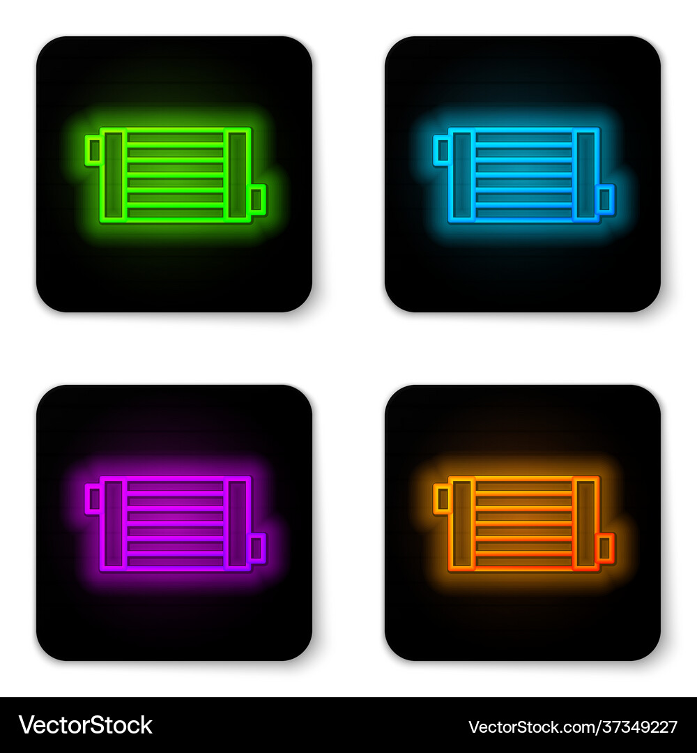 Glowing neon line car radiator cooling system icon