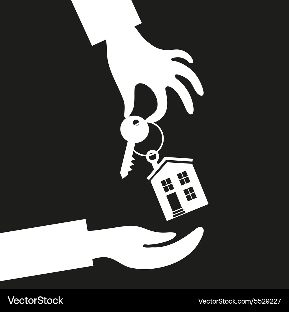 Hand real estate agent holding holds a key Vector Image