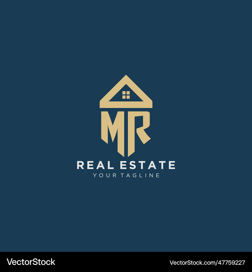 Initial letter mr with simple house roof creative Vector Image