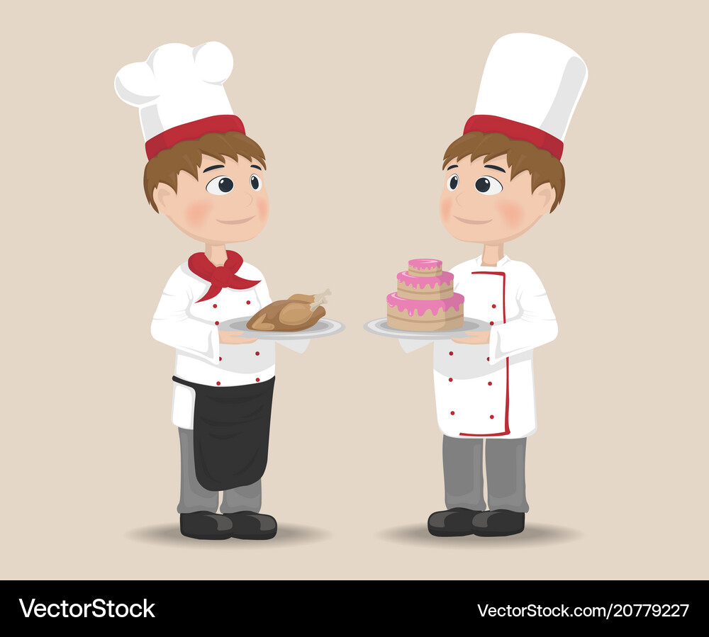 Men cooking chief cartoon characters Royalty Free Vector