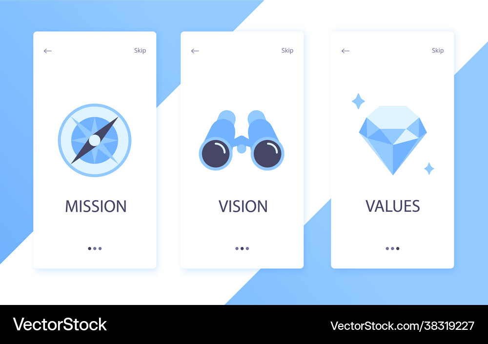 Mission vision and values flat style design icons Vector Image