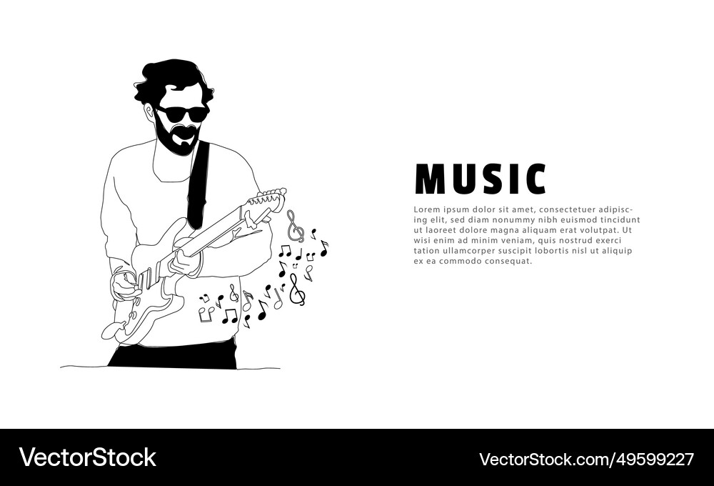 Music background with man playing electric Vector Image