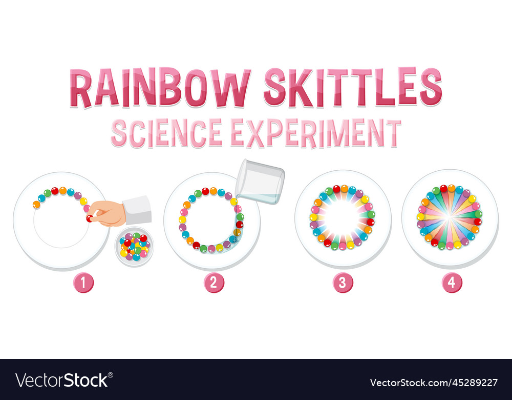 Rainbow skittles science experiment Royalty Free Vector