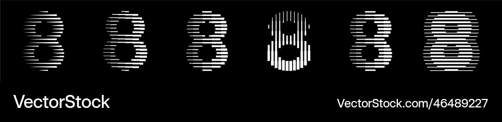 Set numbers eight 8 logo lines abstract modern art