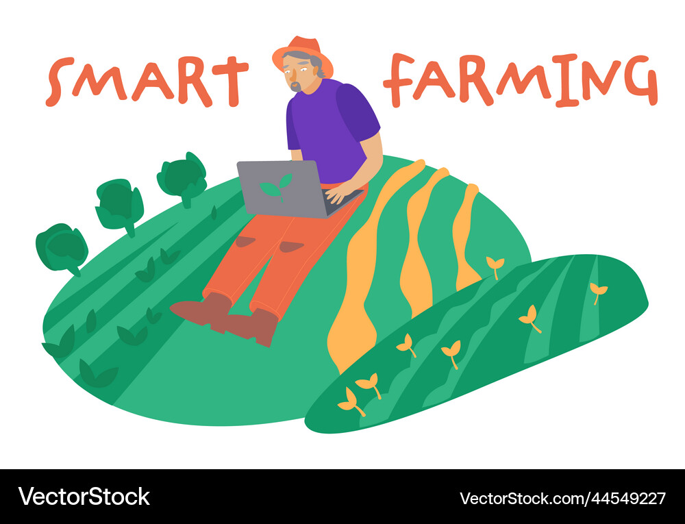 Smart farming with agricultural app controlling Vector Image
