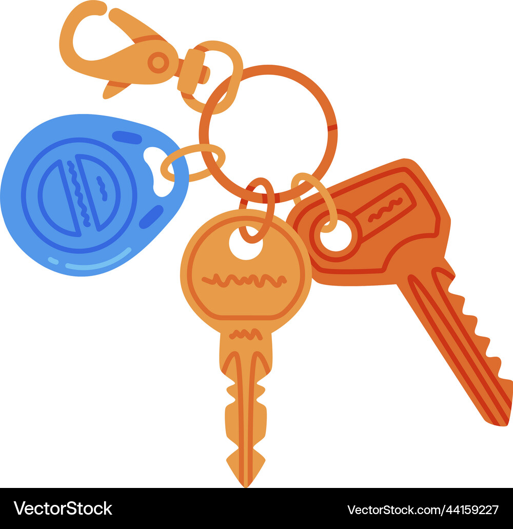 Trinket with key hanging keychain or keyring Vector Image