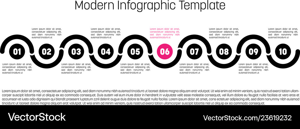 10 step process modern infographic diagram graph Vector Image