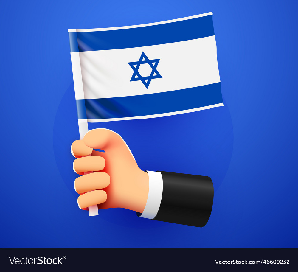 3d hand holding israel national flag Royalty Free Vector