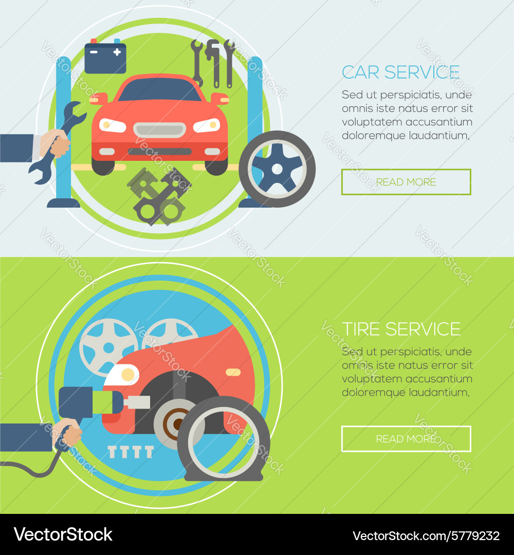 Car service flat icons Concepts for web banners Vector Image