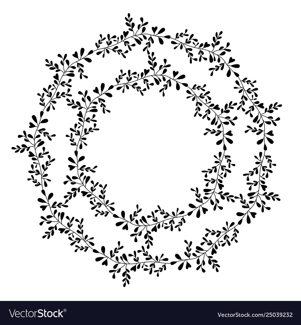 Crown leafs circular frame Royalty Free Vector Image