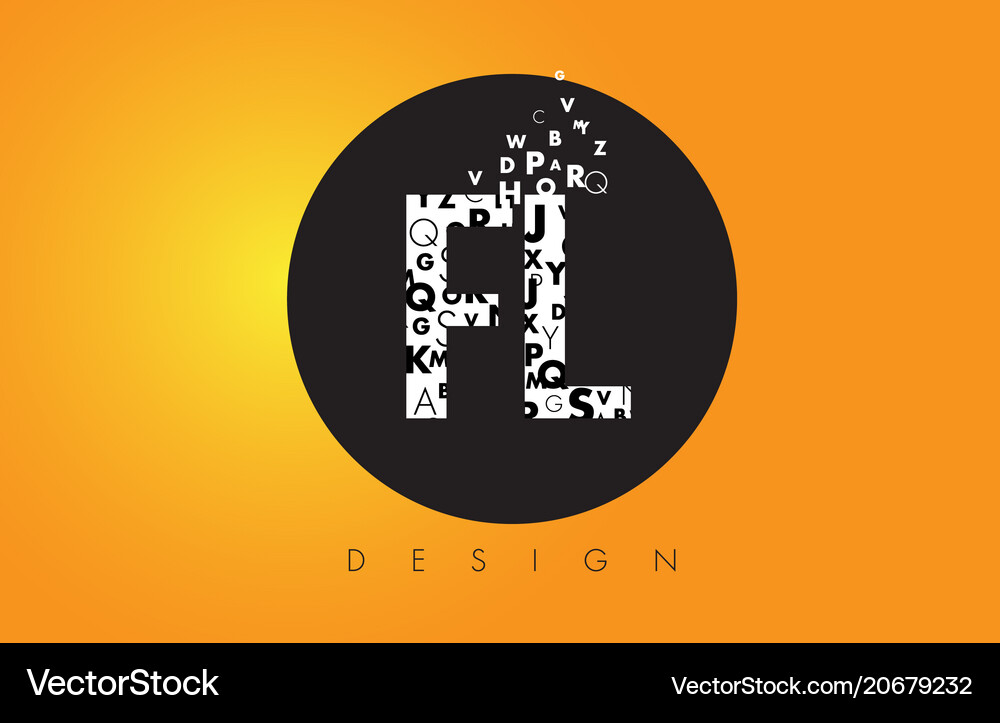 Fl f l logo made small letters with black Vector Image
