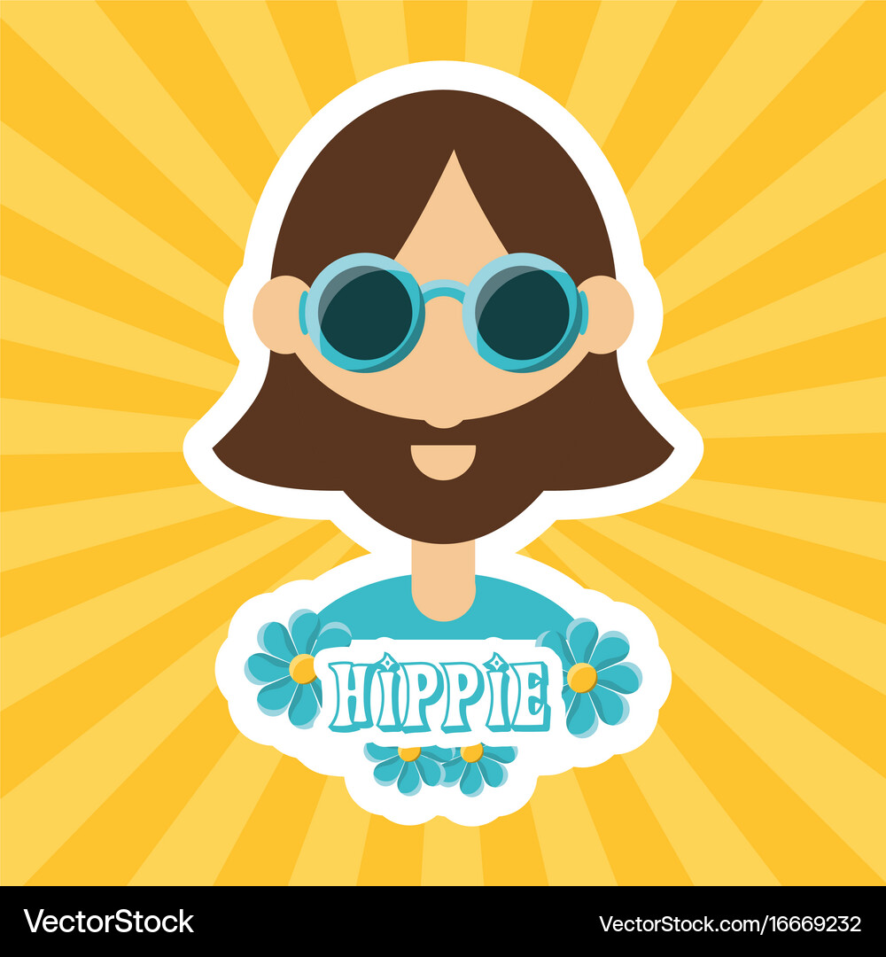 Hippie man concept peace and love Royalty Free Vector Image